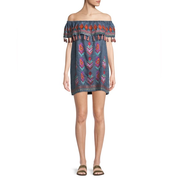 Tolani | Dresses | Tolani Embroidered Off The Shoulder Lightweight Boho ...